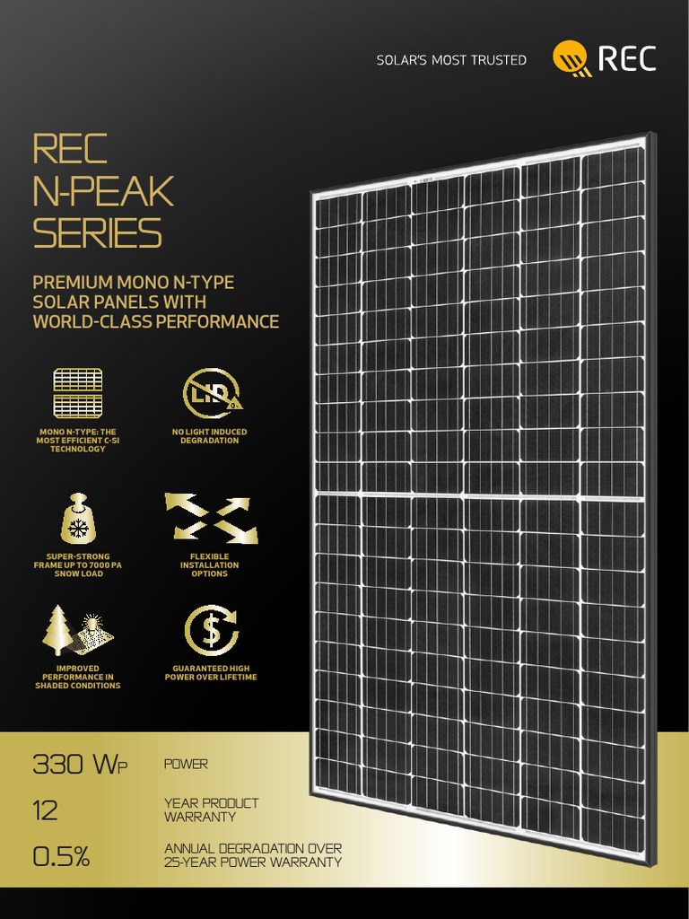 Data Sheet REC N-PEAK 310W-330W PDF | PDF | Energy Conversion ...