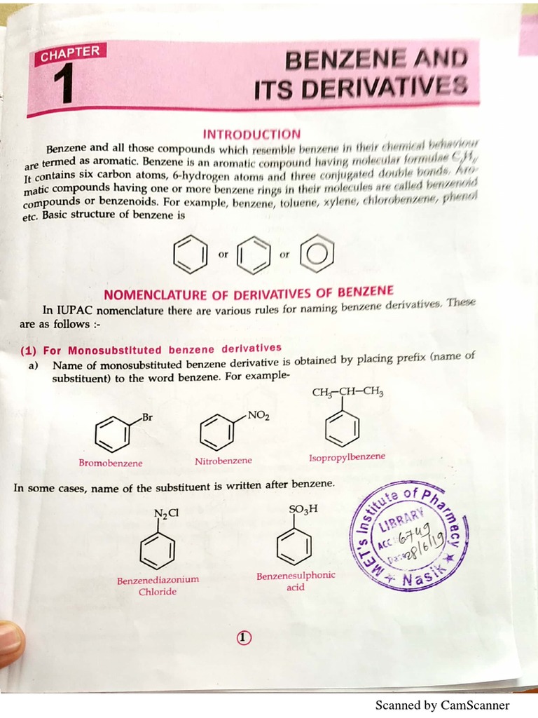 Benzene and Derivatives (PV) Notes | PDF