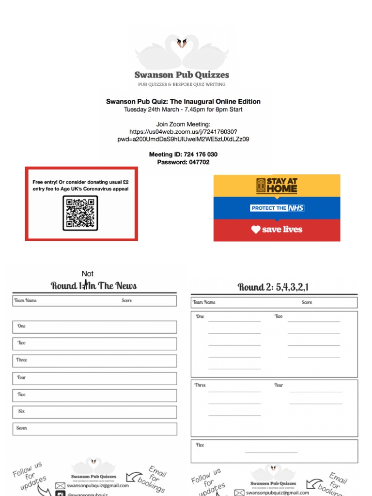 Pub Quiz Answer Sheets | PDF