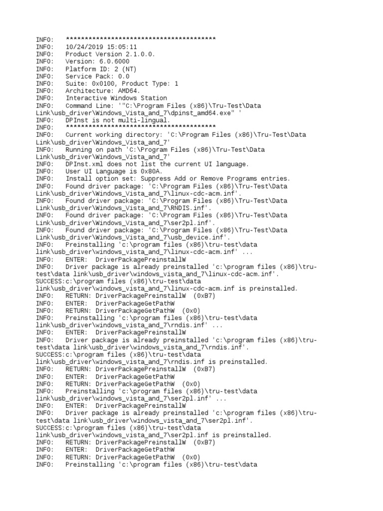Driver Installation Log | PDF | Device Driver | Microsoft Windows