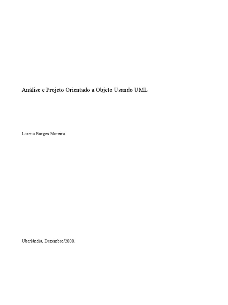 Análise E Projeto Orientado A Objeto Usando Uml Pdf Classe