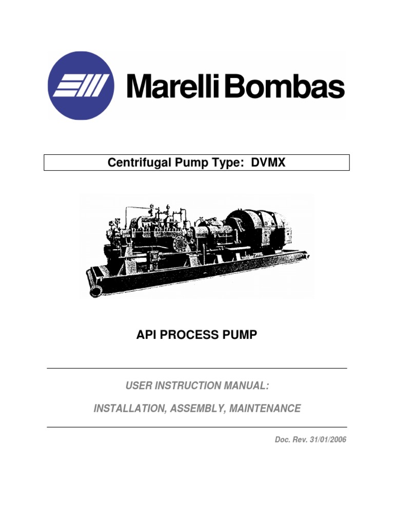 Pump Iso13709 Api610 bb3 Multistage DVMX Marelli Maintenance Manual ...