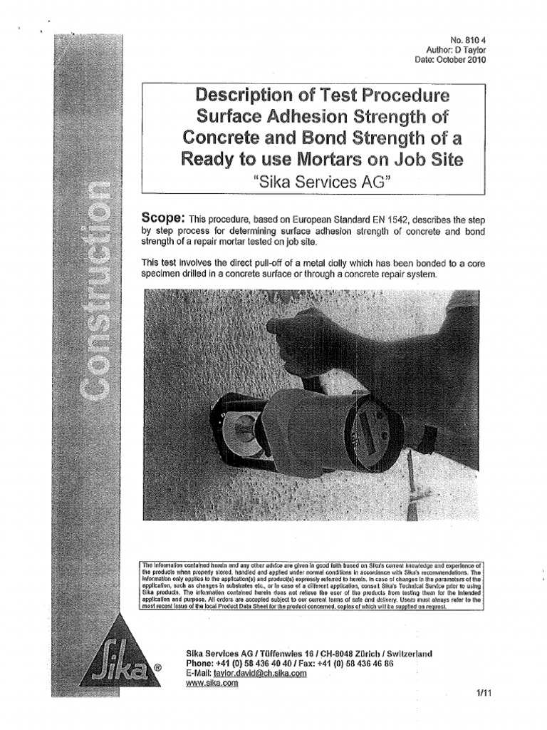Sika Pull Off Test PDF | PDF