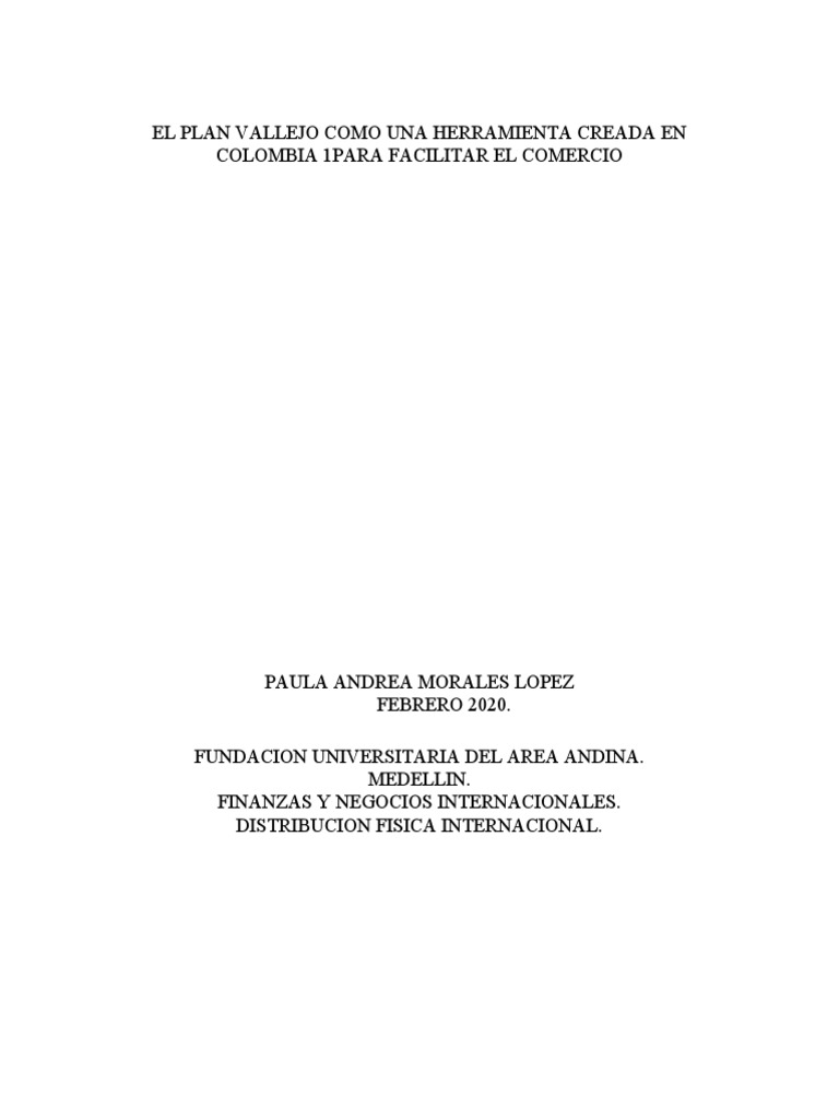 Plan Vallejo - DFI | PDF | Colombia | Exportaciones