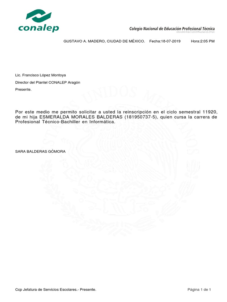 Conalep Solicitud | PDF