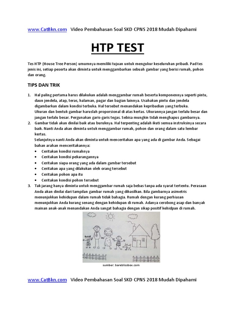 Soal Tes CPNS 2018-Psikotes (HTP Test) | PDF | Griya & Taman ...