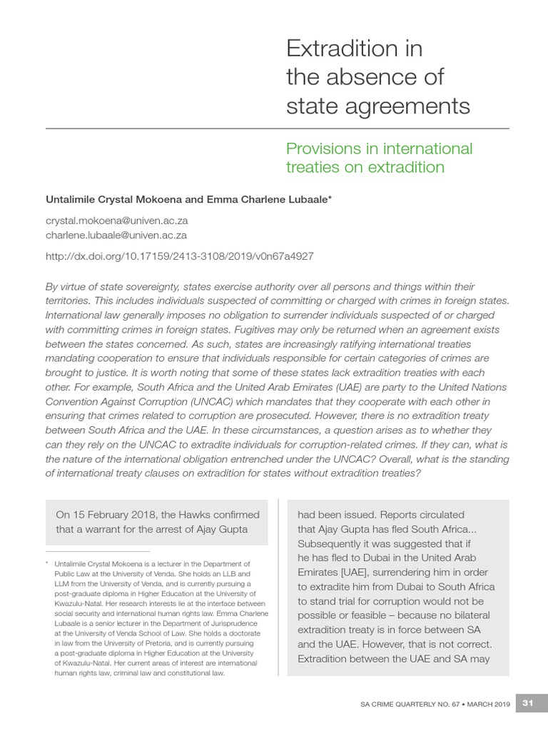 Extradition in The Absence of State Agreements Pro | PDF | Extradition ...