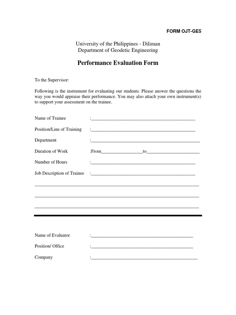 OJT Evaluation Form | PDF | Performance Appraisal | Applied Psychology