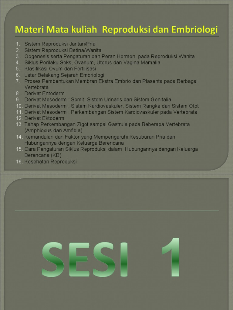 Biologi Reproduksi Dan Embriologi | PDF