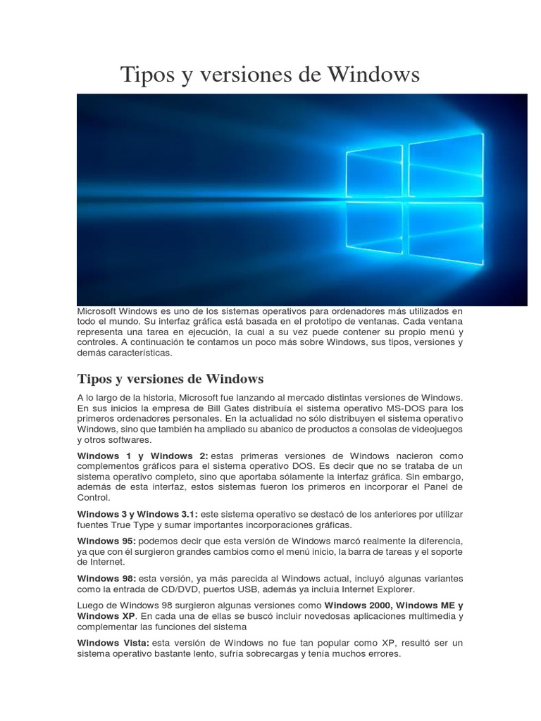 Tipos y versiones de Windows | Microsoft Windows | Windows 10