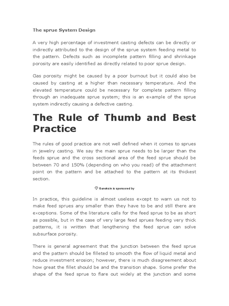 Sprue System Design | PDF | Casting (Metalworking) | Building Materials