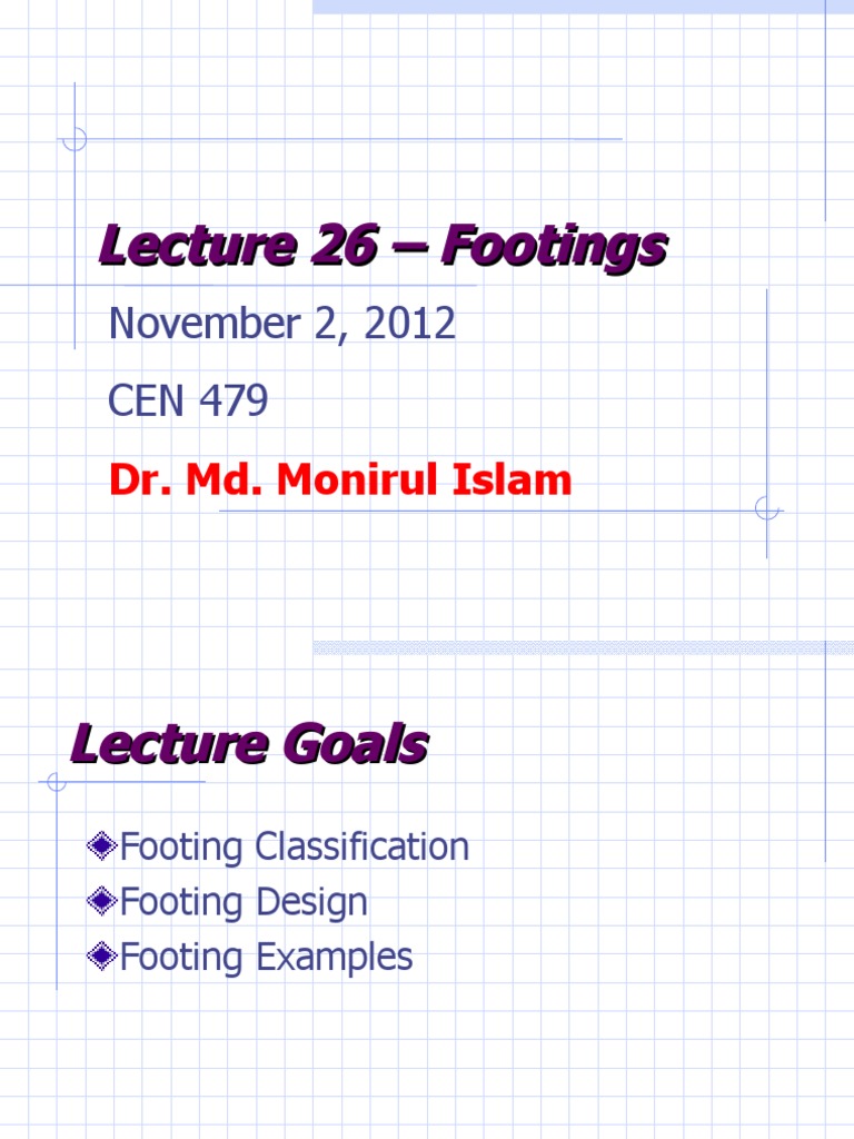 Lecture of Footing | PDF | Foundation (Engineering) | Bending