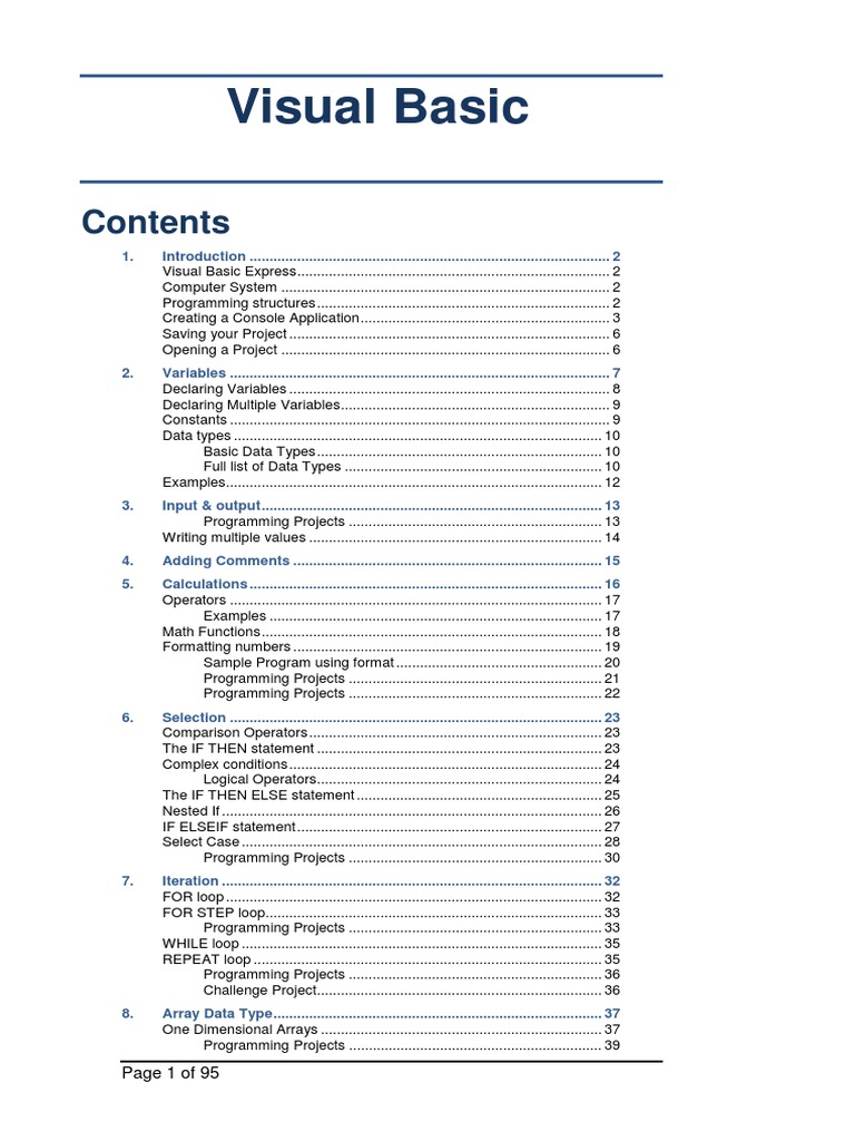 Complete Vb Notes Pdf Visual Basic Division Mathematics