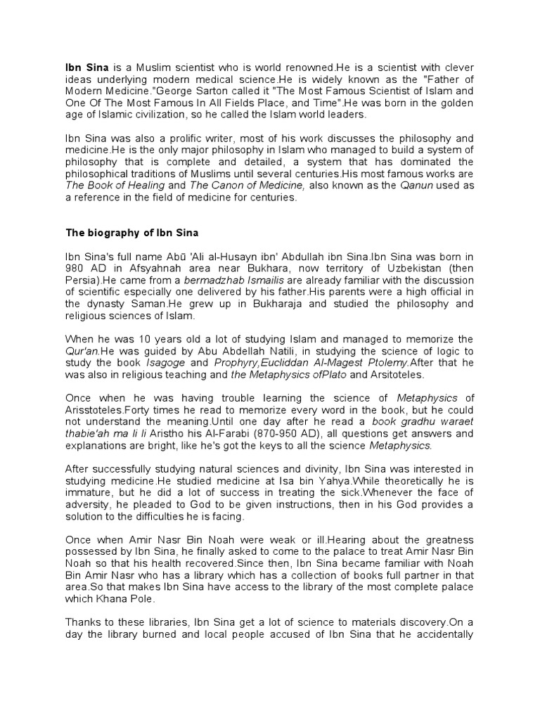 Biography Ibnu Sina | PDF | Science