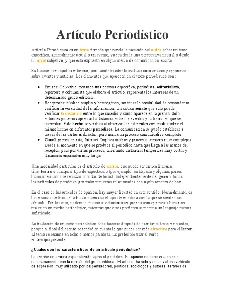 Artículo Periodístico | Periodismo | Periódicos