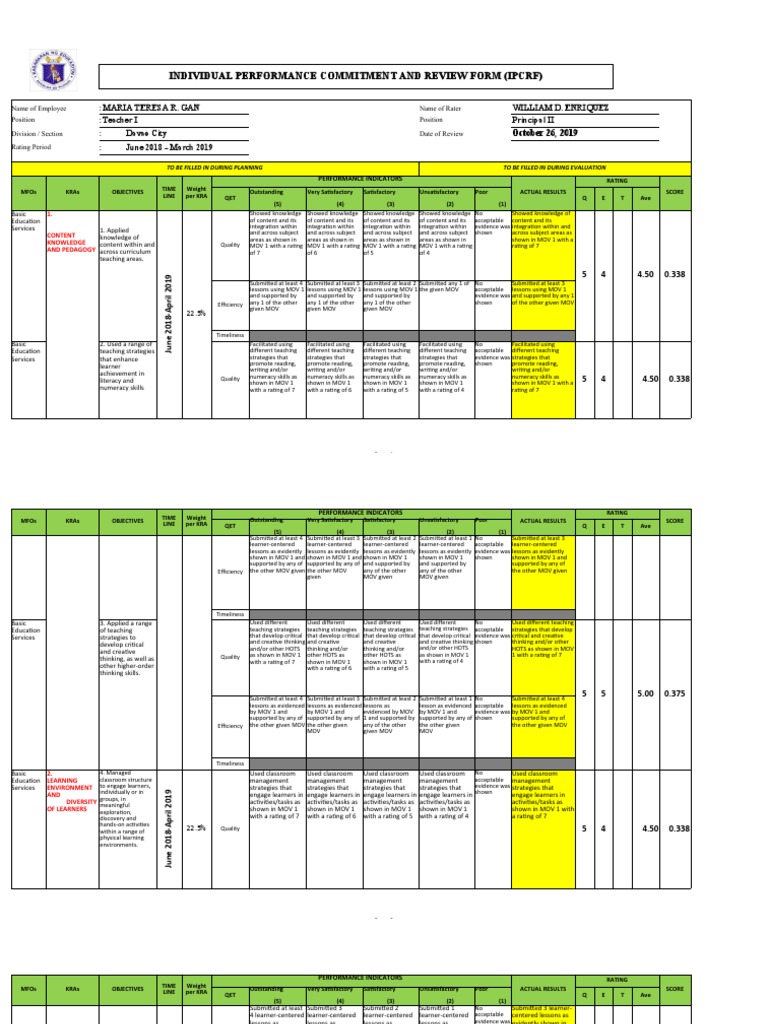 IPCRF PArt 3 and 4 TEMPLATE 1 | Download Free PDF | Educational ...