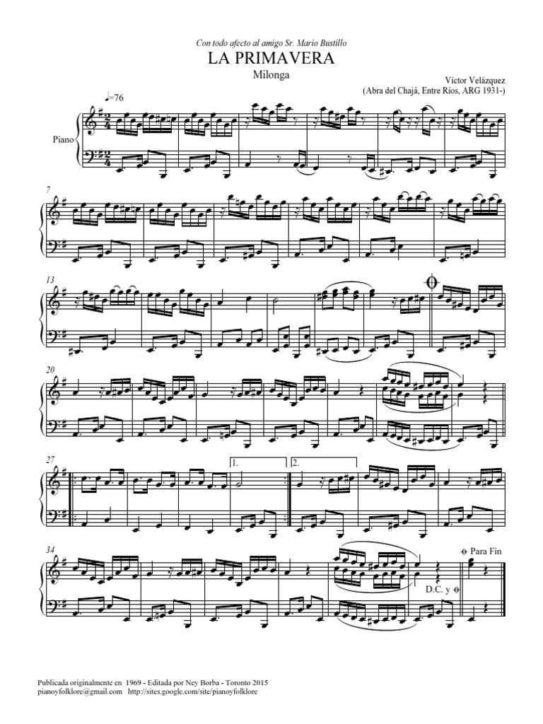La Primavera - Partitura PDF | PDF