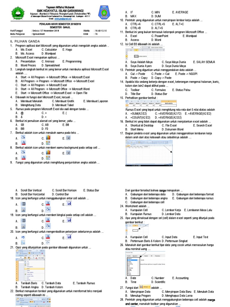 Soal Pilihan Ganda Spreadsheet X Akuntan | PDF