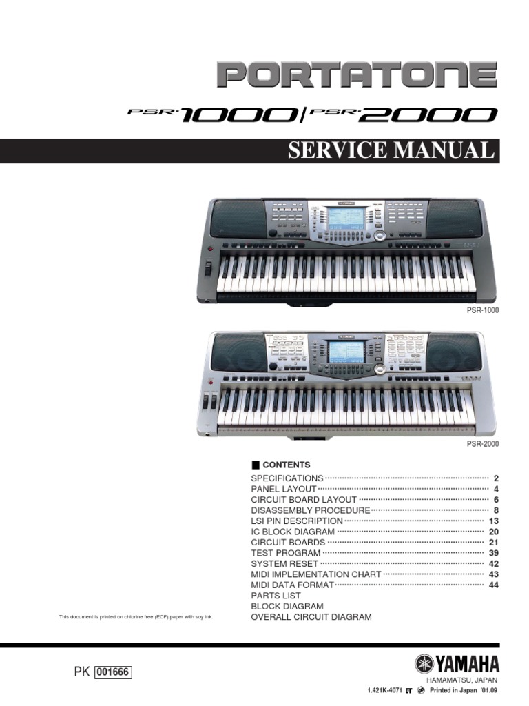 Yamaha psr-1000 psr-2000 PDF | PDF | Synthesizer | Electronics