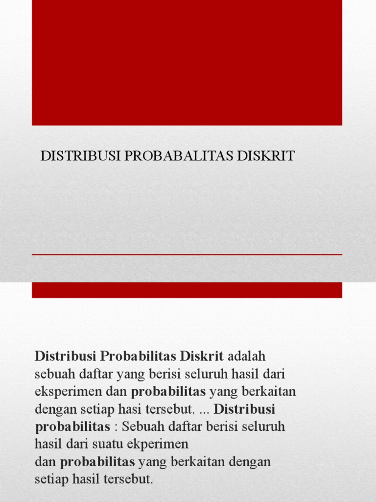 Distribusi Probabilitas Diskrit | PDF | Pengelolaan Keuangan & Uang ...