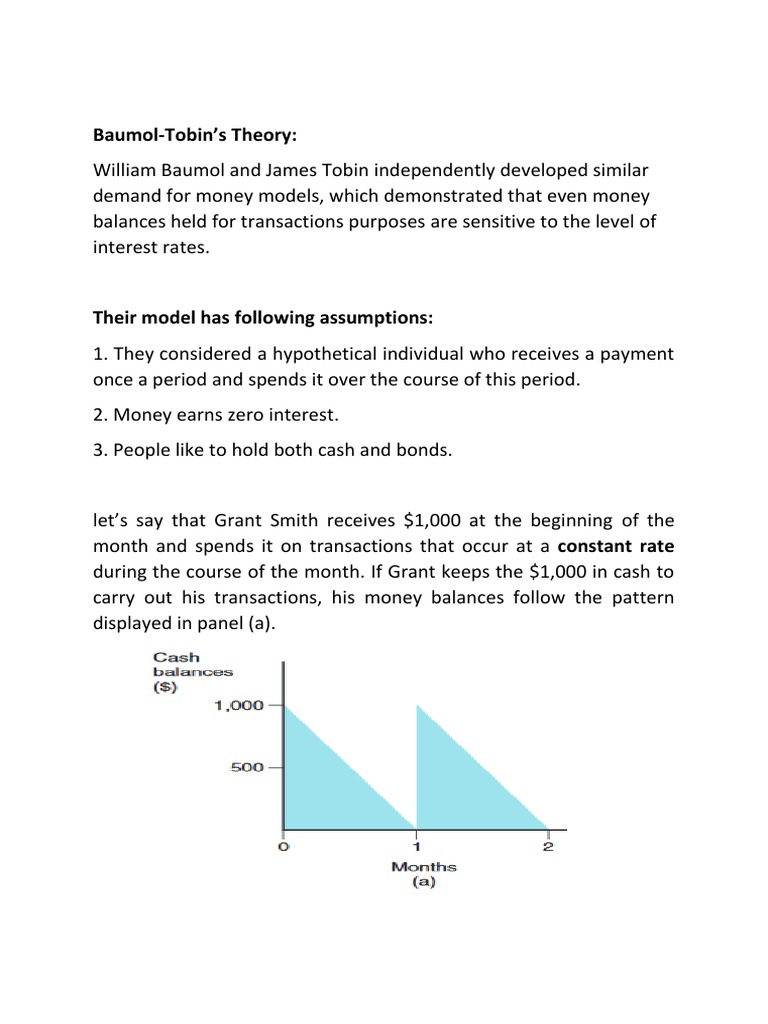 Baumol Tobin's Theory | PDF | Demand For Money | Macroeconomics