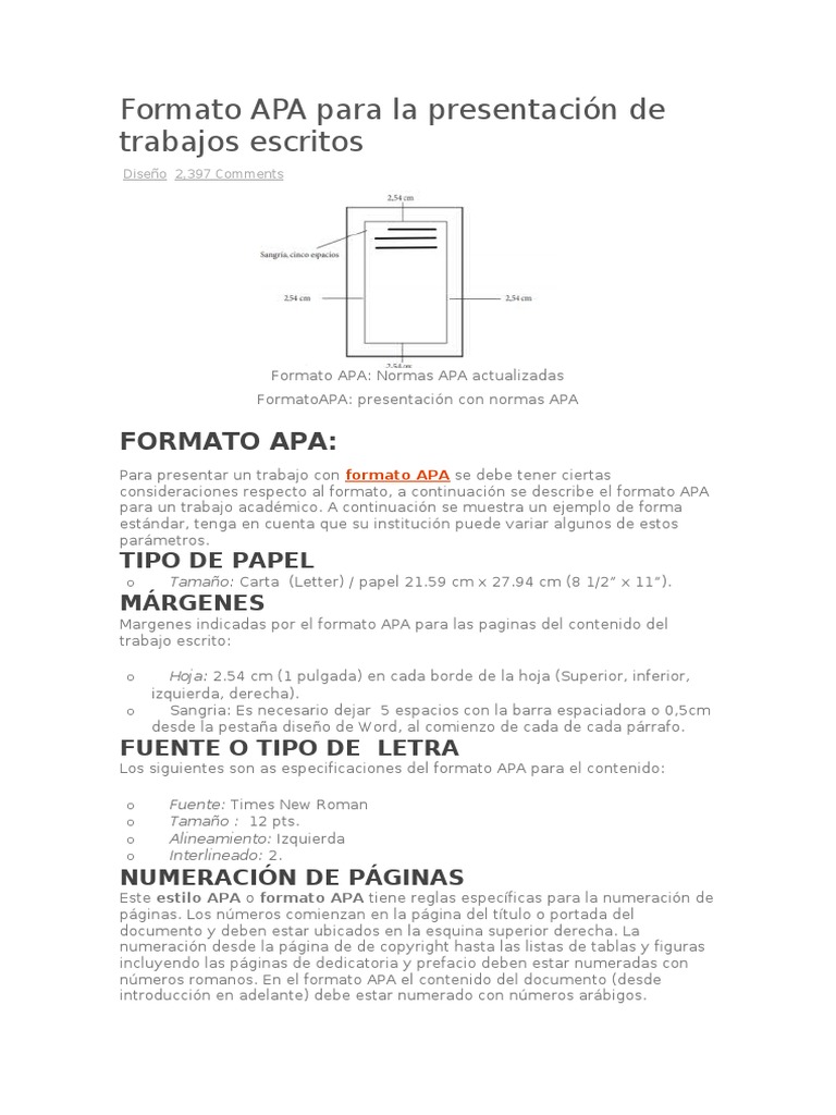 Formato APA para La Presentación de Trabajos Escritos | PDF | Informática y tecnología de la ...