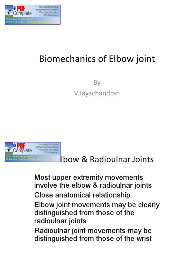 Biomechanic of Elbow Joint Epjj PDF | PDF | Elbow | Anatomical Terms Of ...