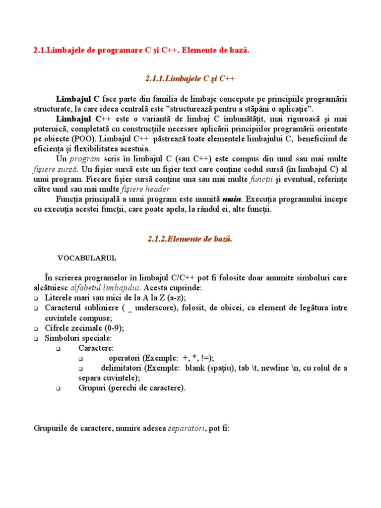 Limbajul C | PDF