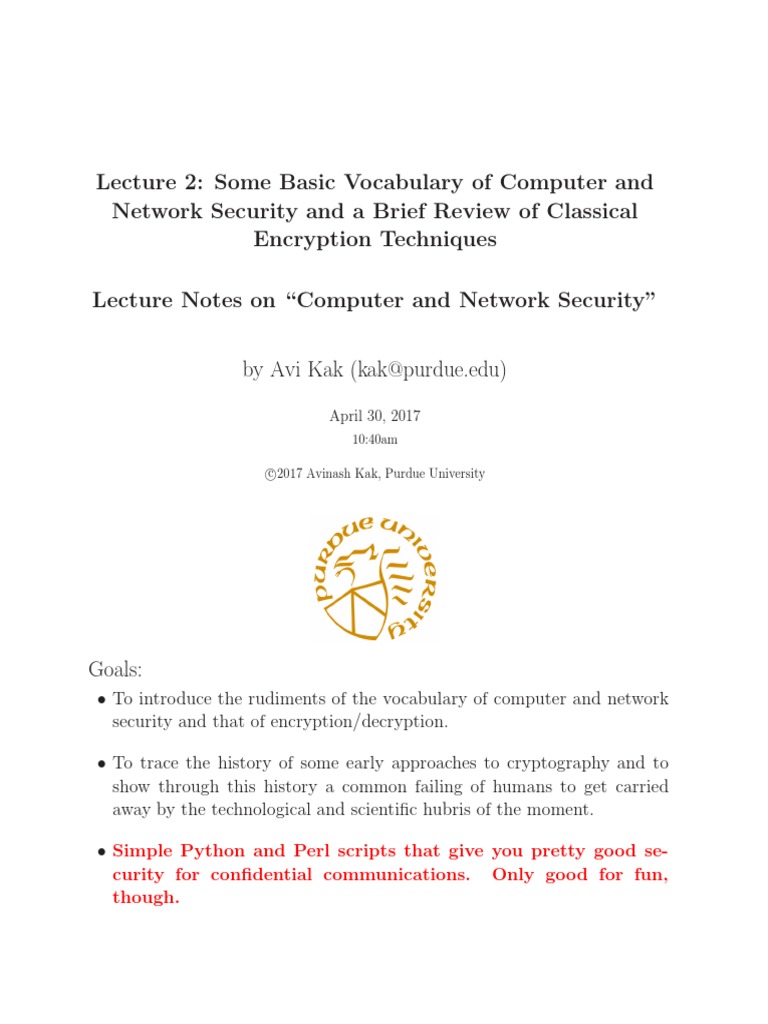 Lecture2 PDF | PDF | Cryptography | Cipher