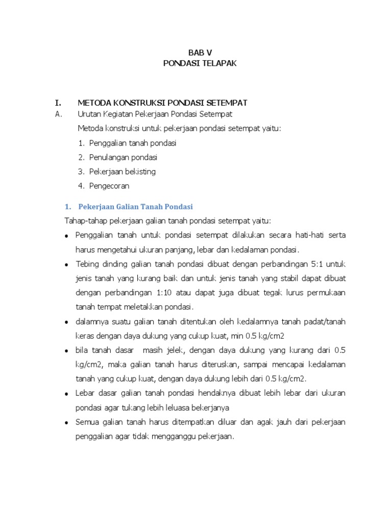 RAB Pondasi Tapak dan Metode Konstruksi | PDF | Griya & Taman