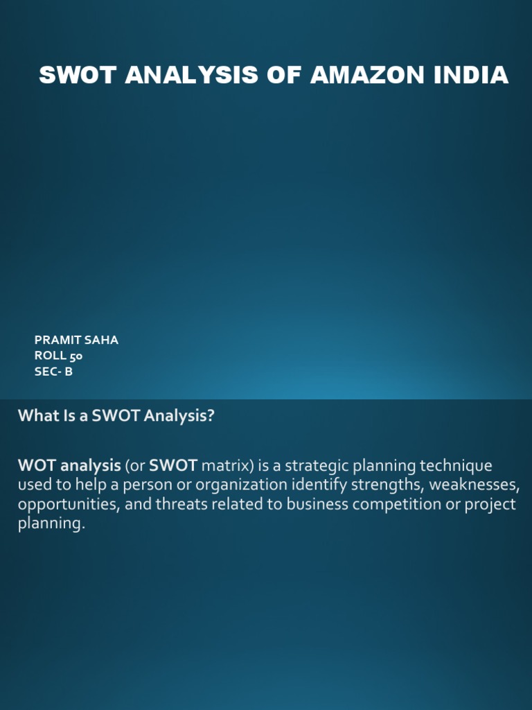Swot Analysis of Amazon MBA, BIMS KOLKATA | PDF