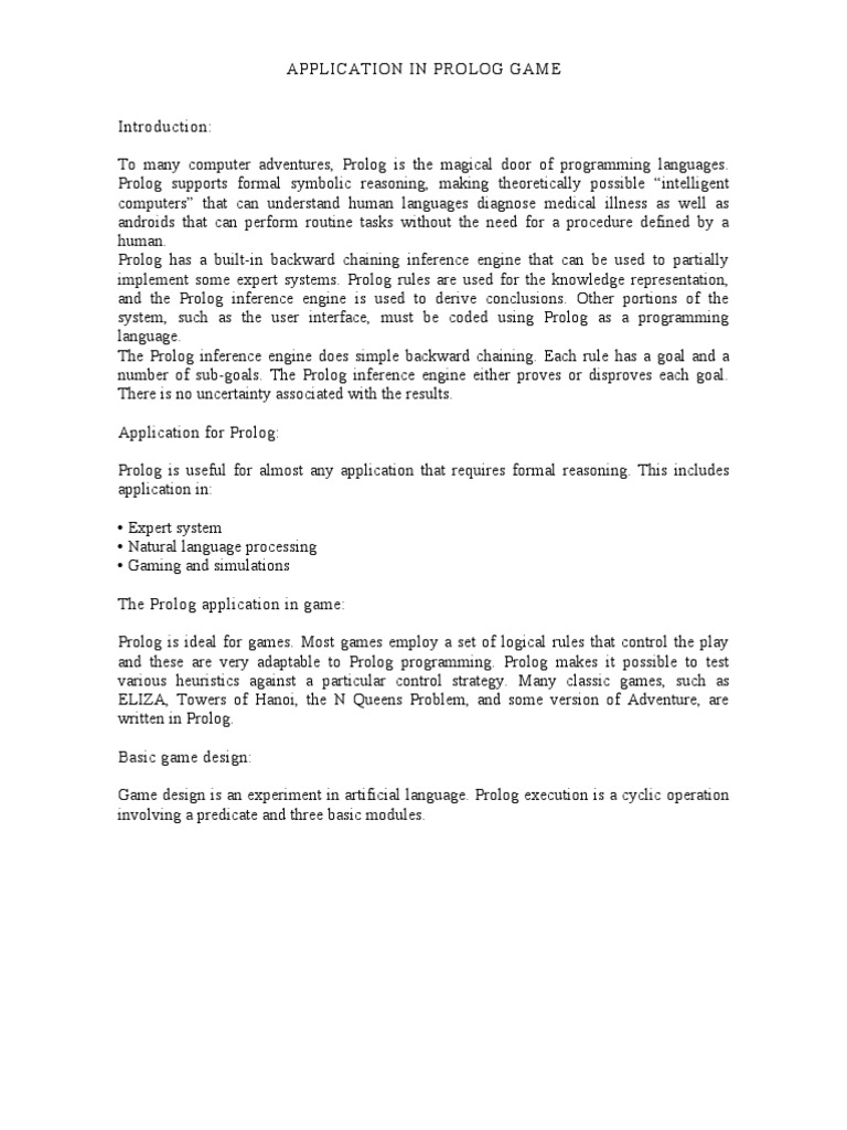 Prolog Games | PDF | Inference | Computer Programming