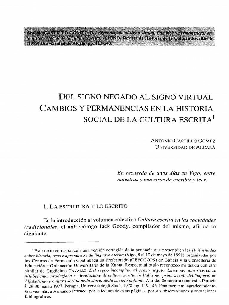 Del Signo Negado Al Signo Virtual PDF | PDF | Alfabeto | Escritura