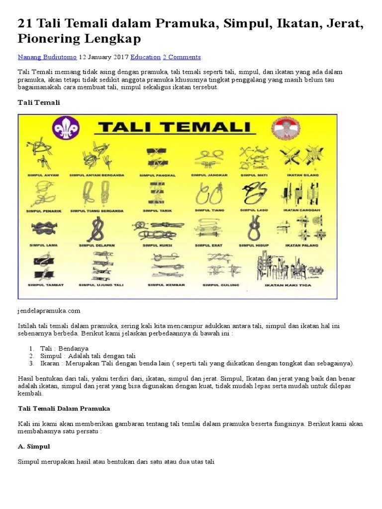 21 Tali Temali Dalam Pramuka | PDF