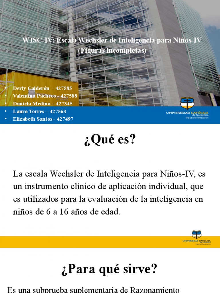 Prueba Wisc | PDF | Escala de inteligencia para adultos de Wechsler ...