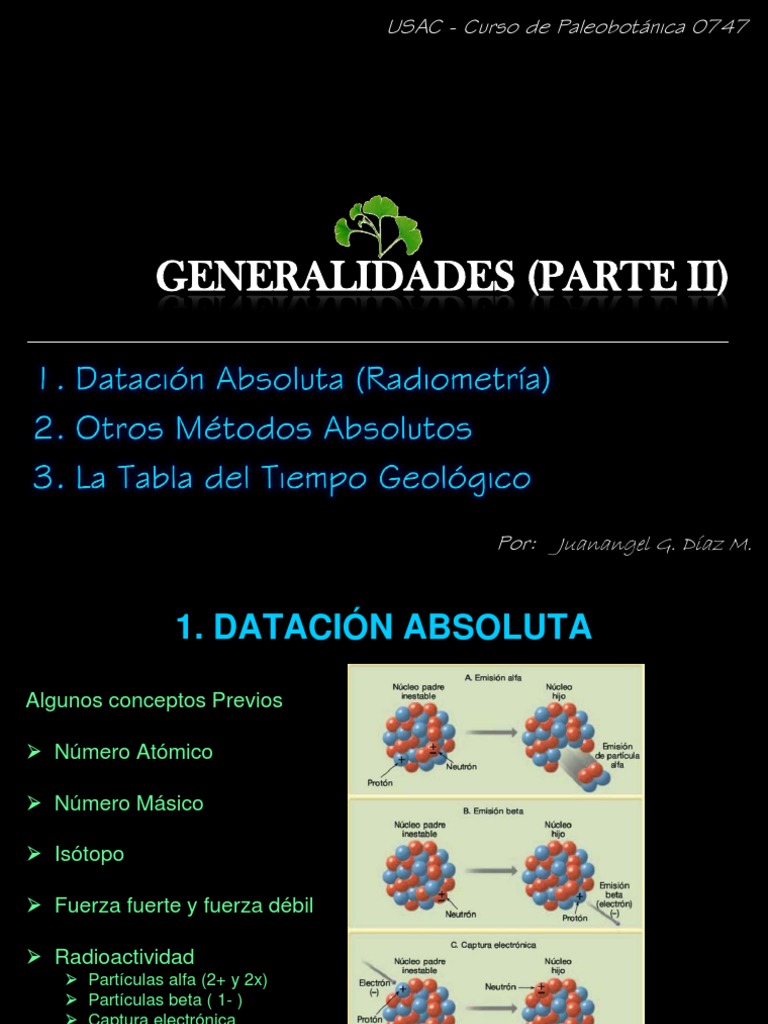 CAP1 Parte B - DATACION ABSOLUTA | Desintegración radioactiva | Isótopo