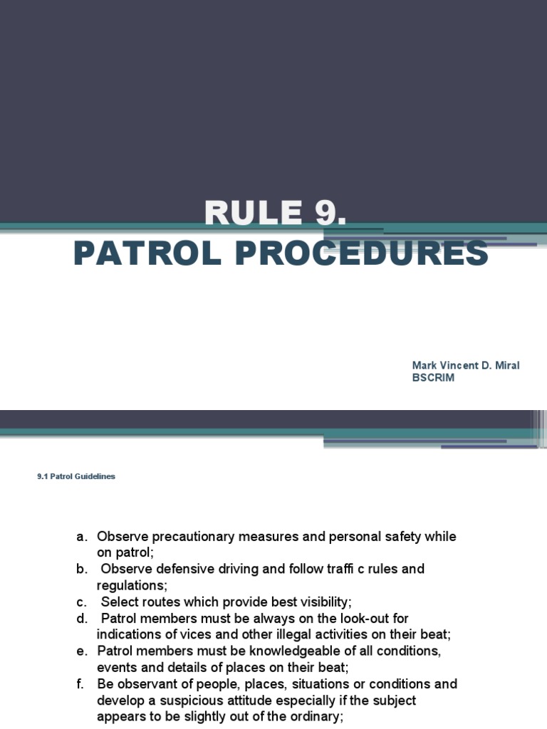 Patrol Procedures and Guidelines | PDF | Patrol | Police