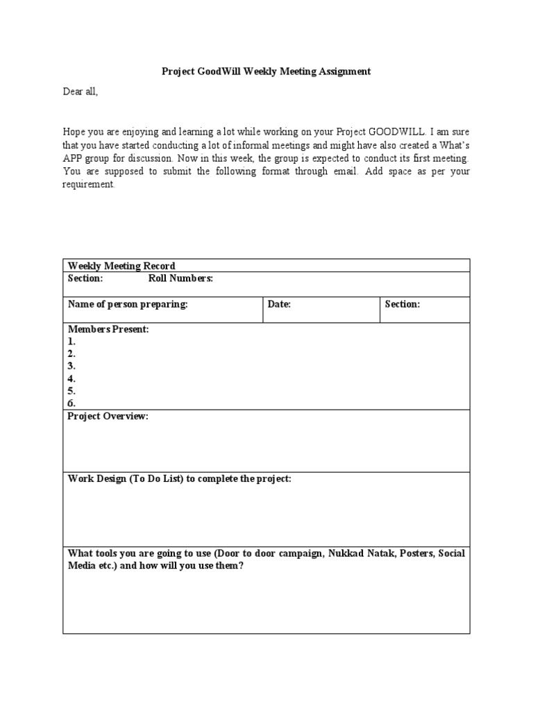 Weekly Meeting Report | PDF