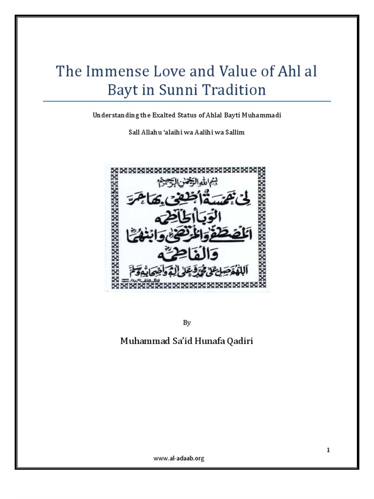 The Immense Love and Value of Ahl Al Bayt in Sunni Tradition | PDF | Ahl Al Bayt | Husayn Ibn Ali
