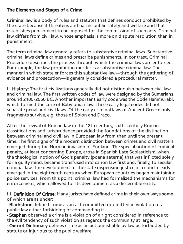 Crime-Element and Stages | Download Free PDF | Mens Rea | Element ...