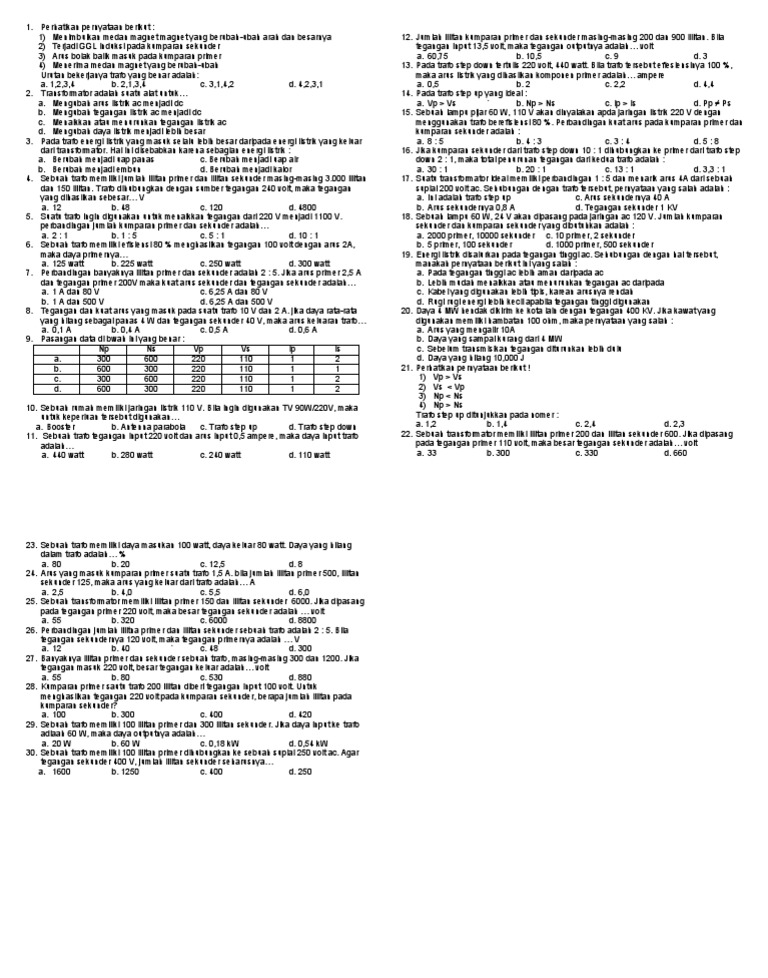 SOAL Trafo | PDF | Metode & Bahan Ajar