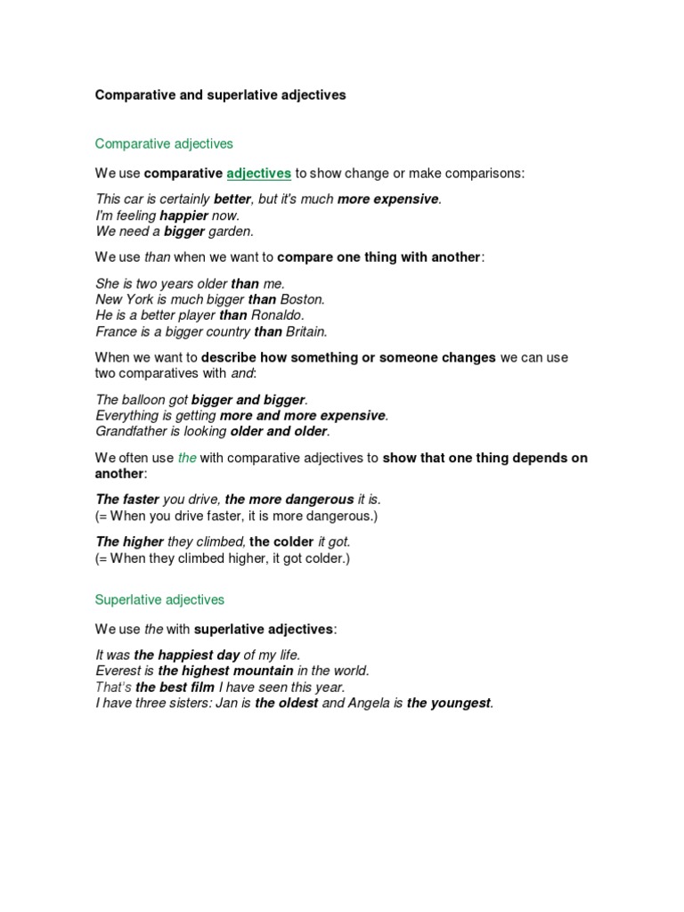 Comparative and Superlative Adjectives | PDF | Adjective | Human Voice