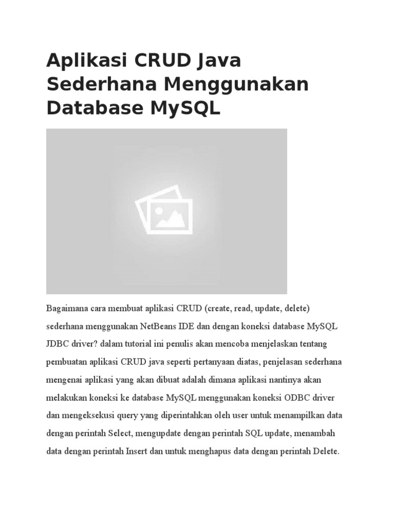 Aplikasi CRUD Java Sederhana Menggunakan Database MySQL | PDF
