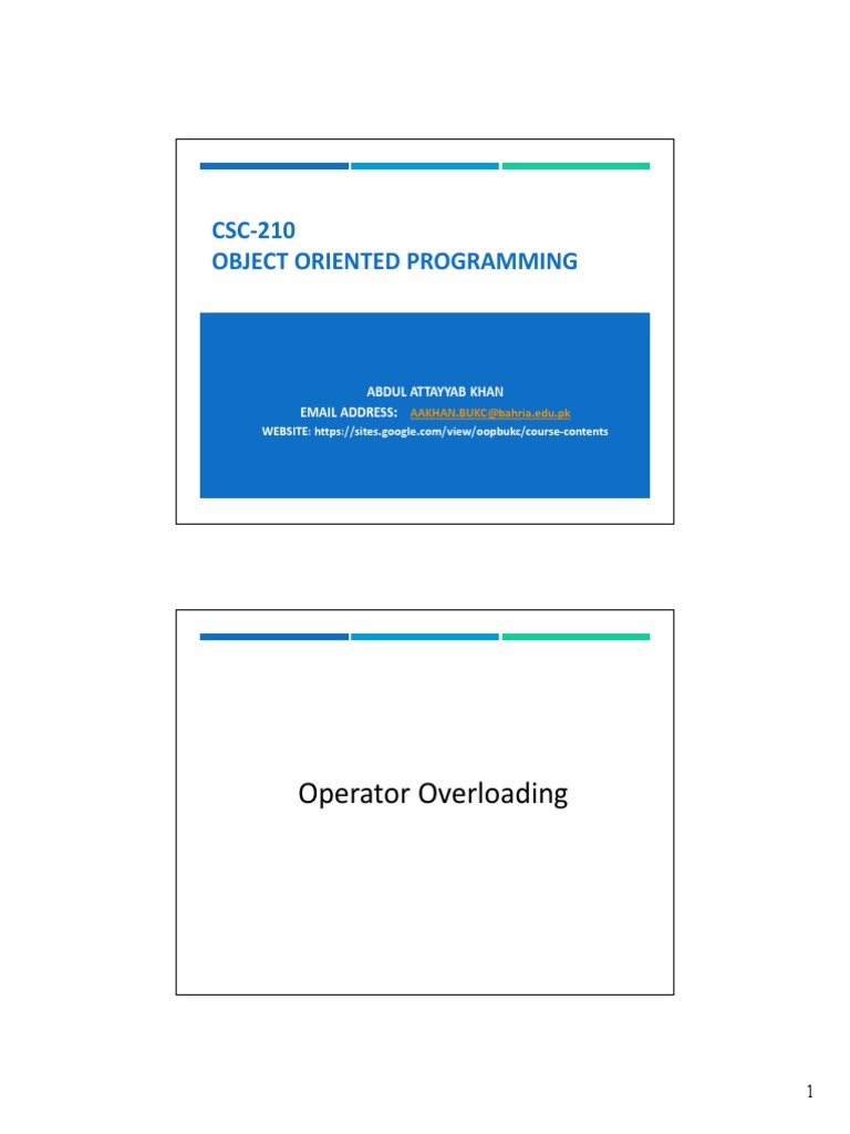 CSC-210 Lecture 04-Operator Overloading | PDF | Subroutine | Complex Number CSC-210 Lecture 04-Operator Overloading | PDF | Subroutine | Complex Number