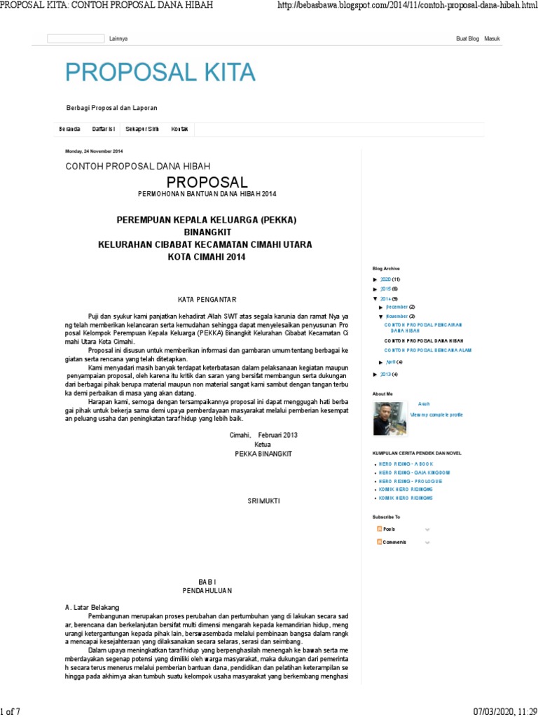 Contoh Proposal Hibah PDF | PDF