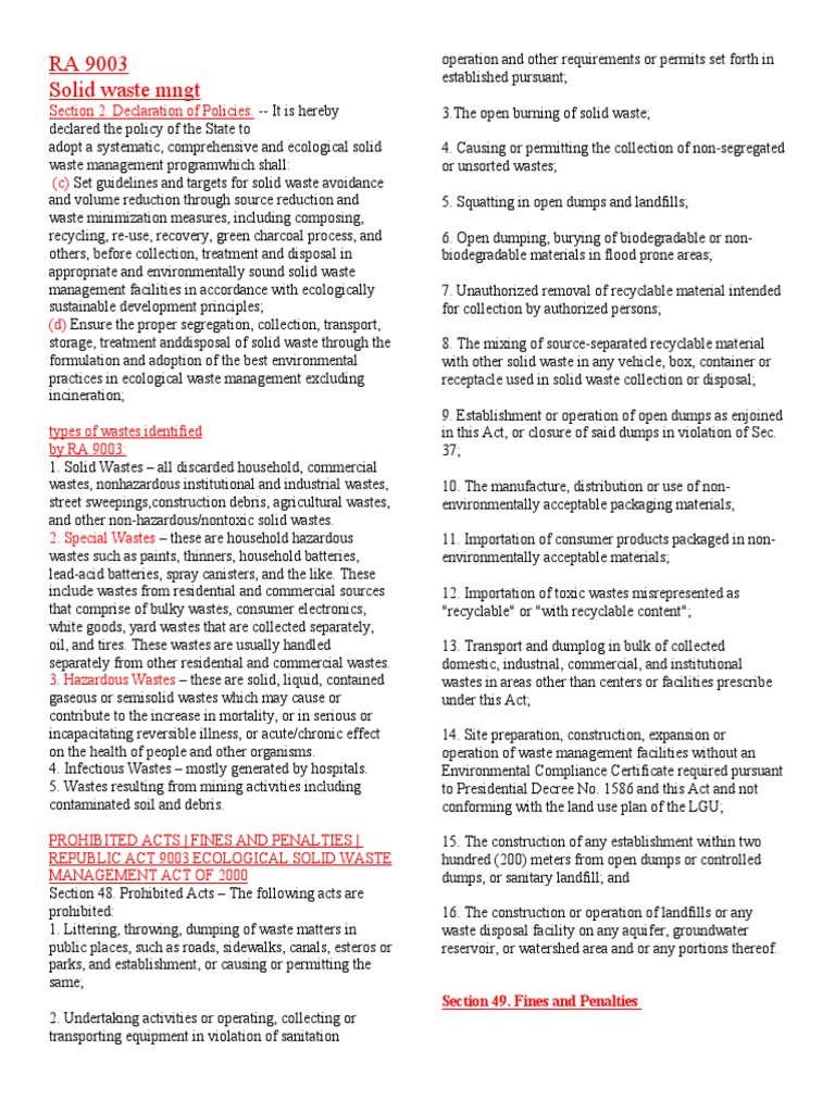 Prohibited Acts, Fines and Penalties for Violations of the Philippine ...