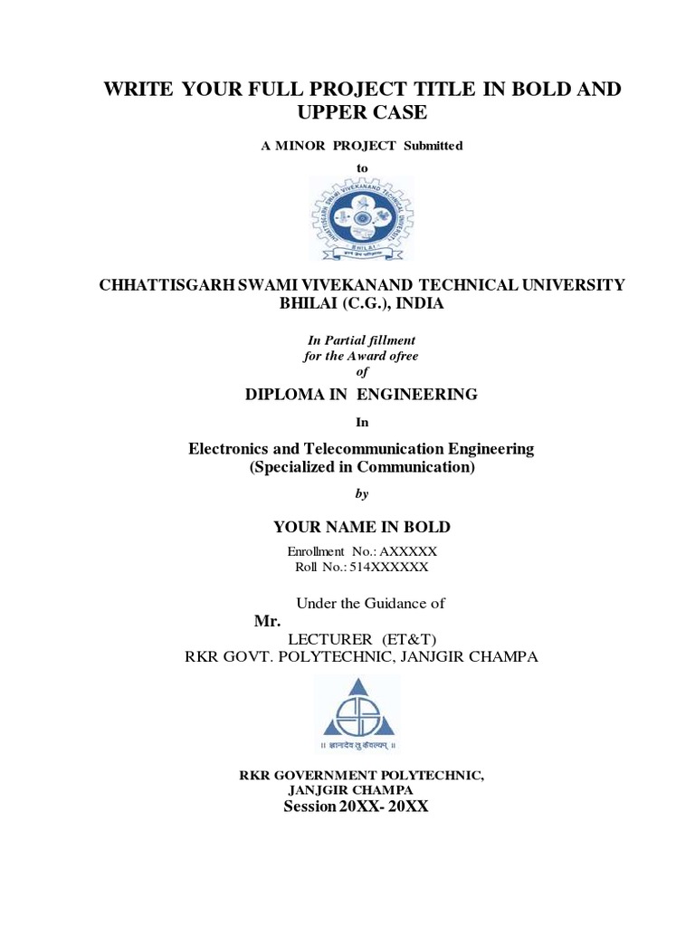 Diploma CSVTU Project Format | PDF | Thesis | Educational Stages