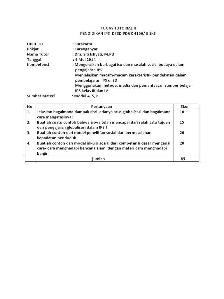 Tugas Tutorial 2 Pendidikan Ips Di SD | PDF