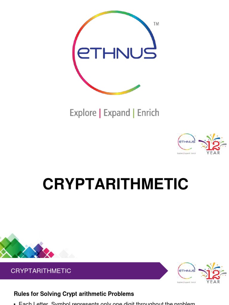 CRYPTARITHMETIC 1st Year Advanced - Session-2 | PDF | Mathematical Concepts | Teaching Mathematics