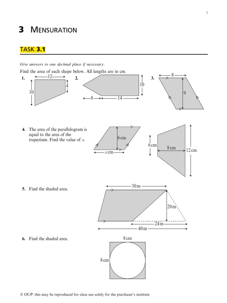 Mensuration Problems and Solutions | PDF | Area | Volume
